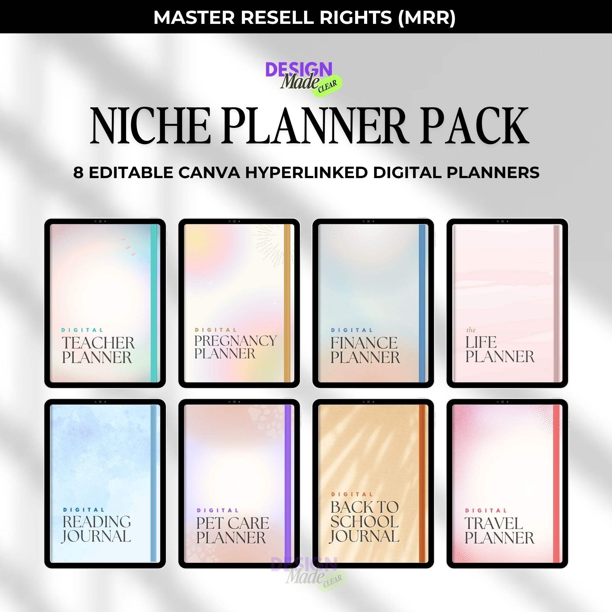 Niche Planner Pack – 8 Editable Canva Digital Planners – Design Made Clear